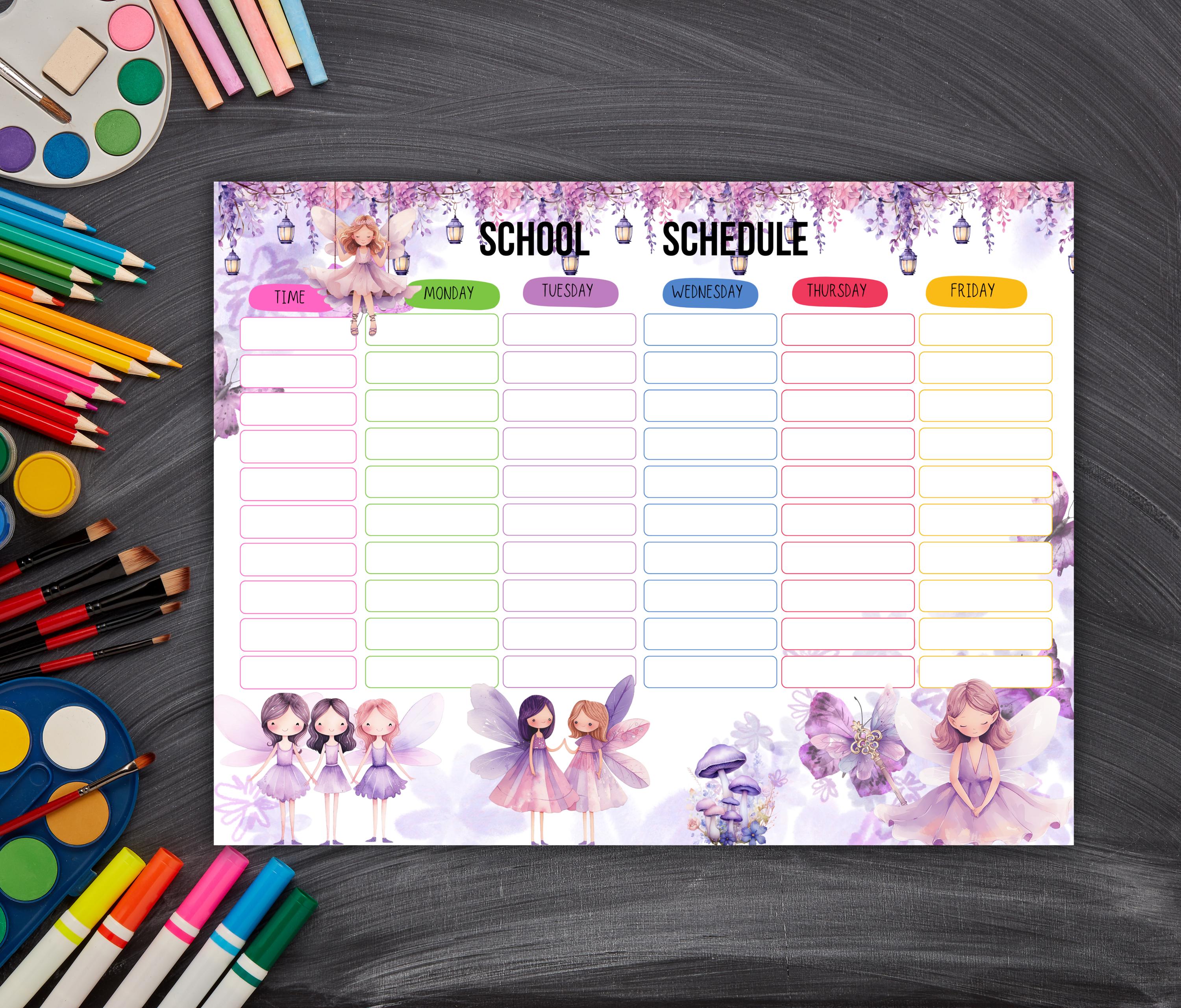 Editable Fairy School Schedule-school Planner Calendar-printable School ...