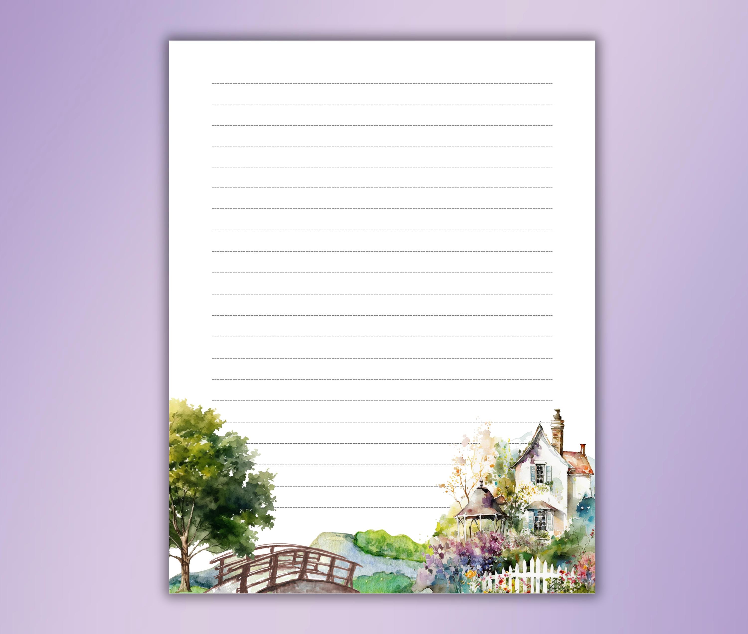 Printable Stationery Set of Nature Landscape-summer Landscape Writing ...
