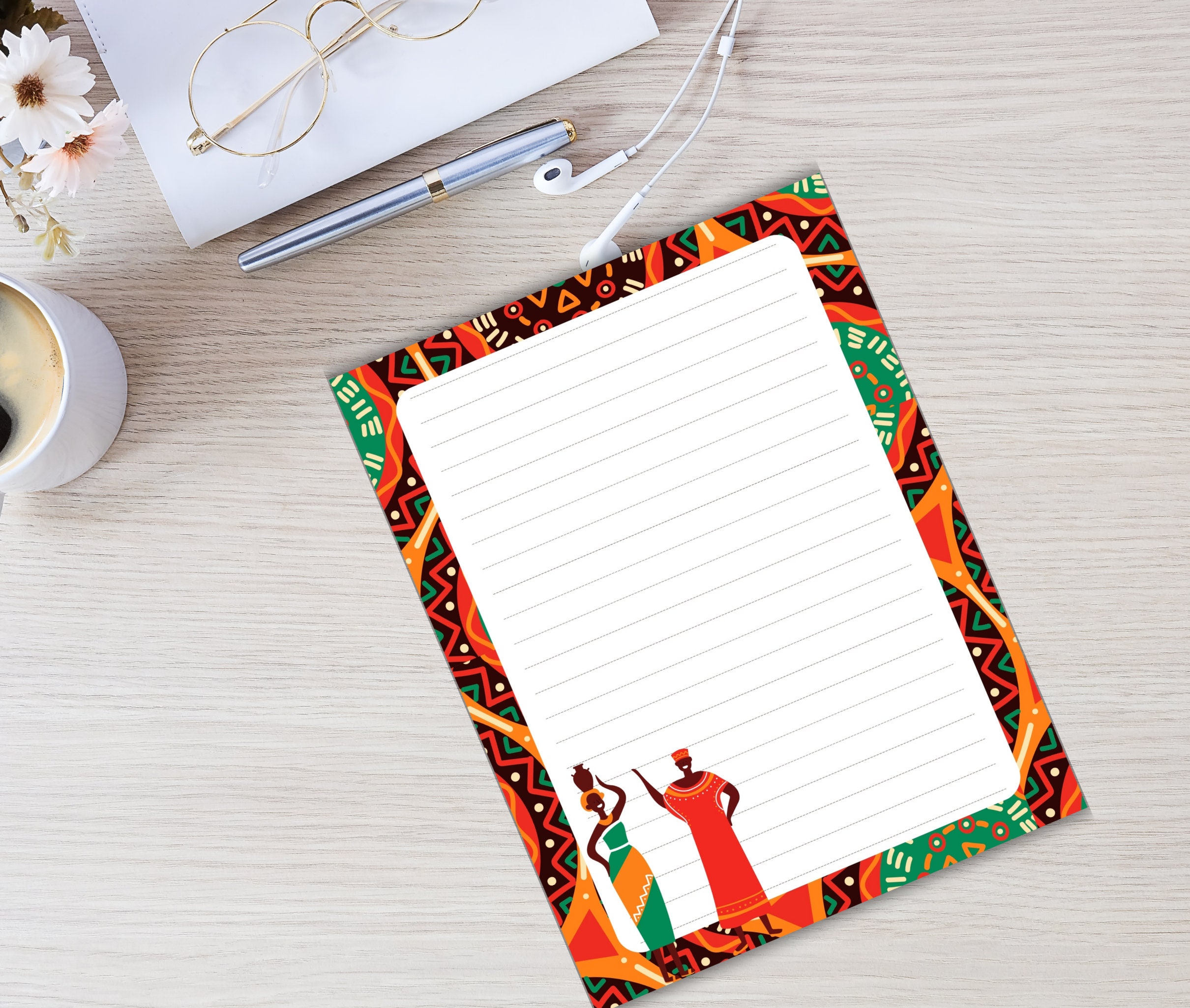 African Motif Printable Stationery-african Style Writing Paper A4/a5 ...