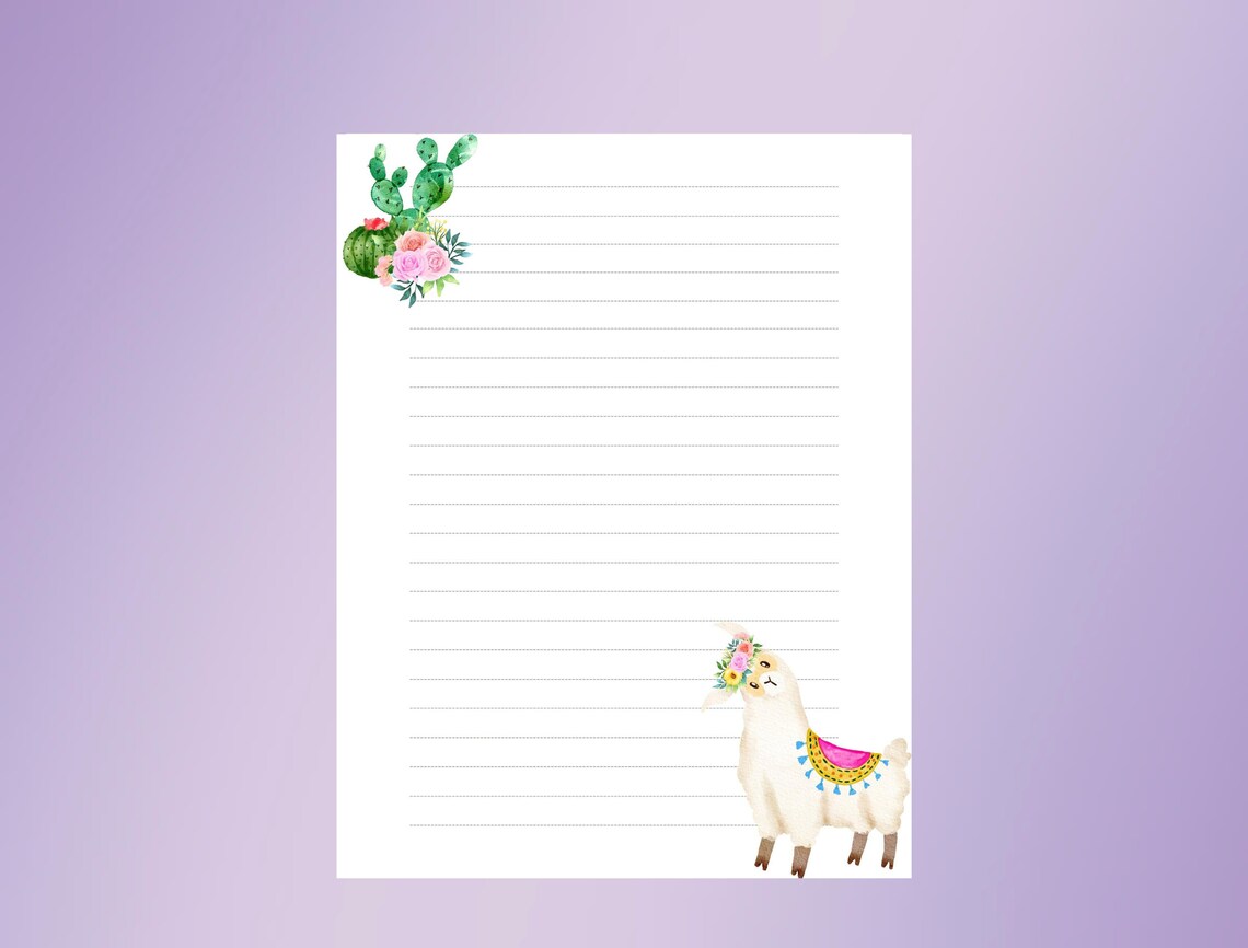 Llama Printable Stationery,printable Writing Paper,letter Writing Paper ...