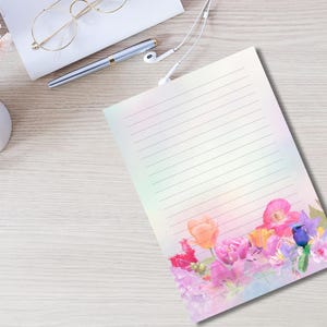 Spring Flowers With Birds Printable Stationery-tulip Writing Paper Set ...