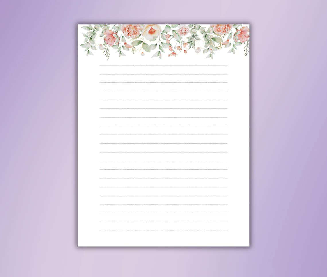 Watercolor Flower Stationary,printable Stationery,floral Writing Paper ...