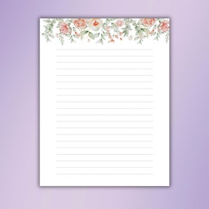 Watercolor Flower Stationary,printable Stationery,floral Writing Paper ...