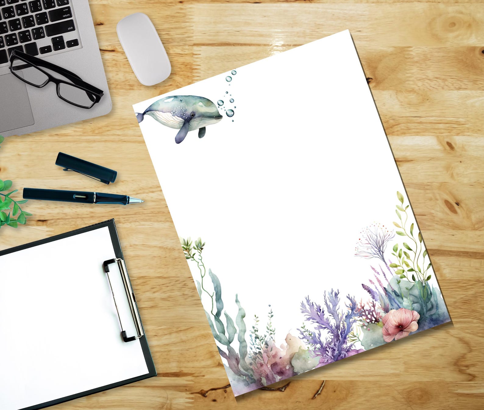 Marine Printable Stationery-whale Stationery-ocean Writing Set ...