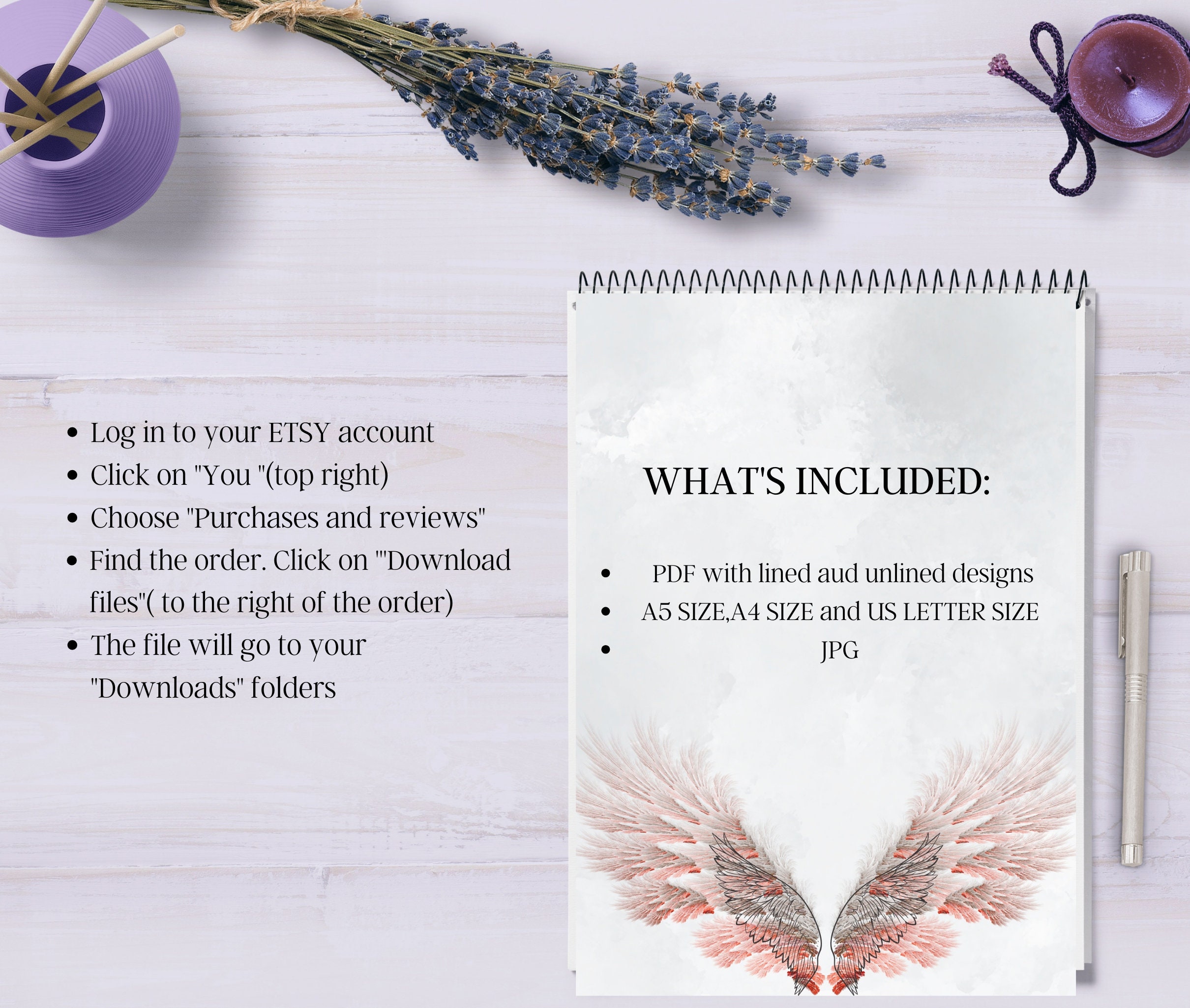 Angel Wings Printable Stationery-watercolor Wings Writing Paper Set ...
