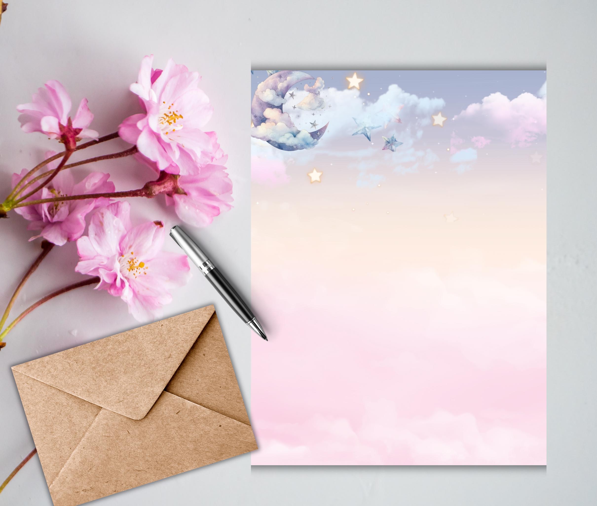 Moon and Stars Printable Stationery-writing Paper Set Unlined Lined A5 ...