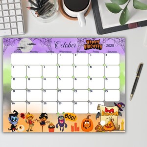 EDITABLE October 2025 Calendar-cute Spooky Halloween 2025 Planner ...