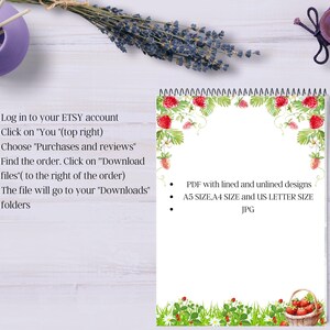 Strawberry Printable Stationery-flower Pen Pal Supplies-summer Writing ...