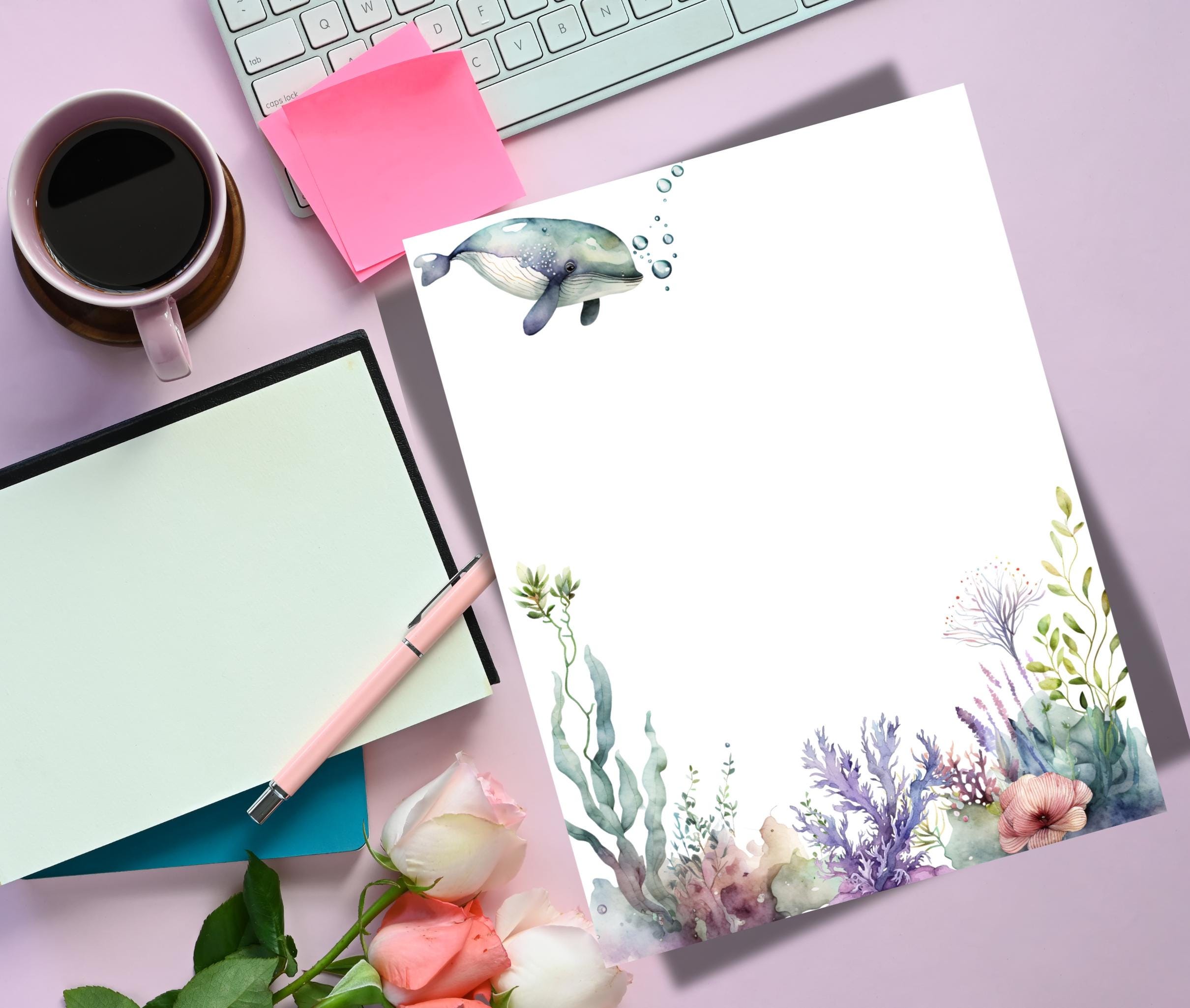 Marine Printable Stationery-whale Stationery-ocean Writing Set ...