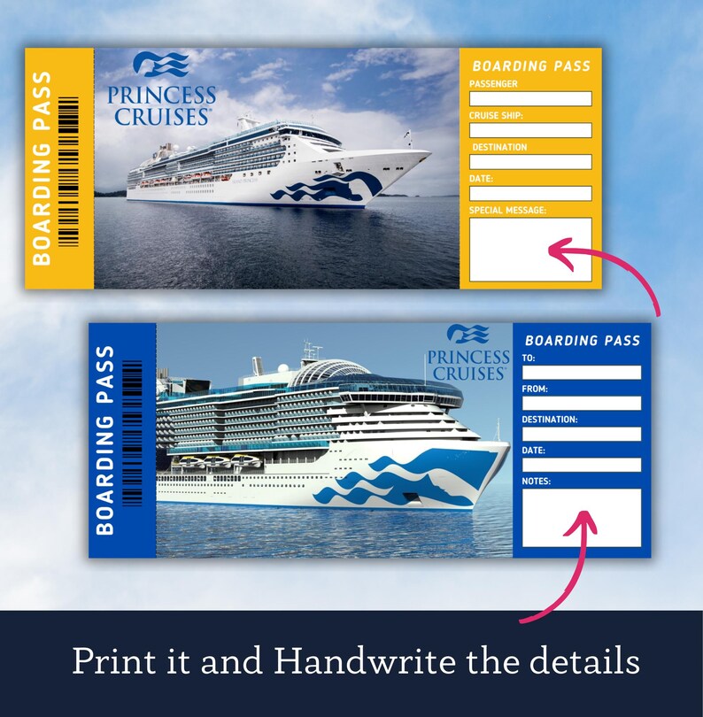 EDITABLE Princess Cruise Ticket-editable Boarding Pass-print Surprise ...
