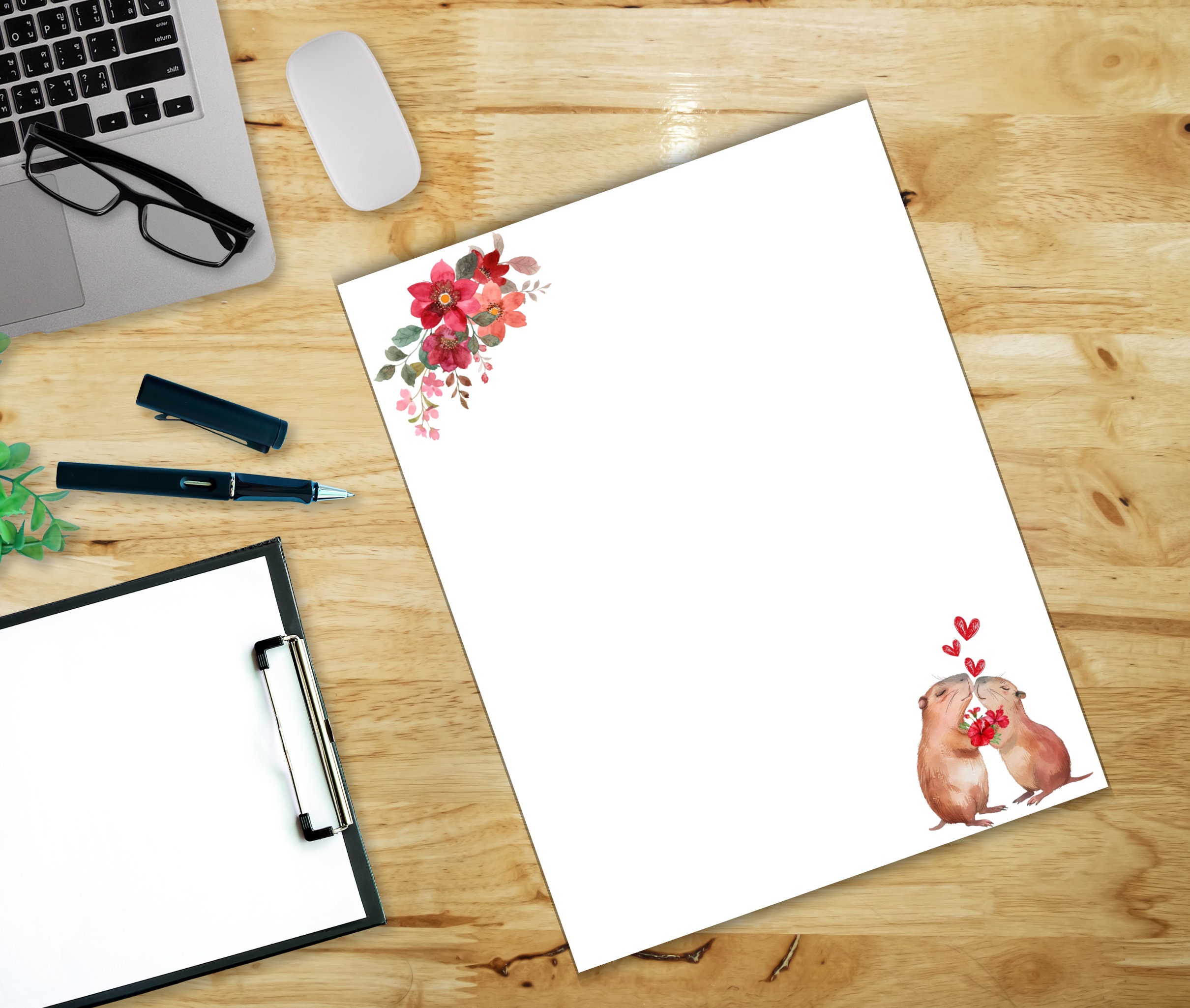 Capybara Lover Printable Stationery-adorable Capybara-animal Writing ...