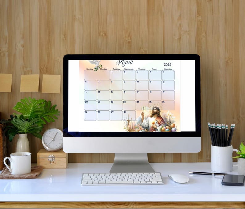 Christian Easter Editable Calnendar-april 2025 Fillable Monthly Planner ...