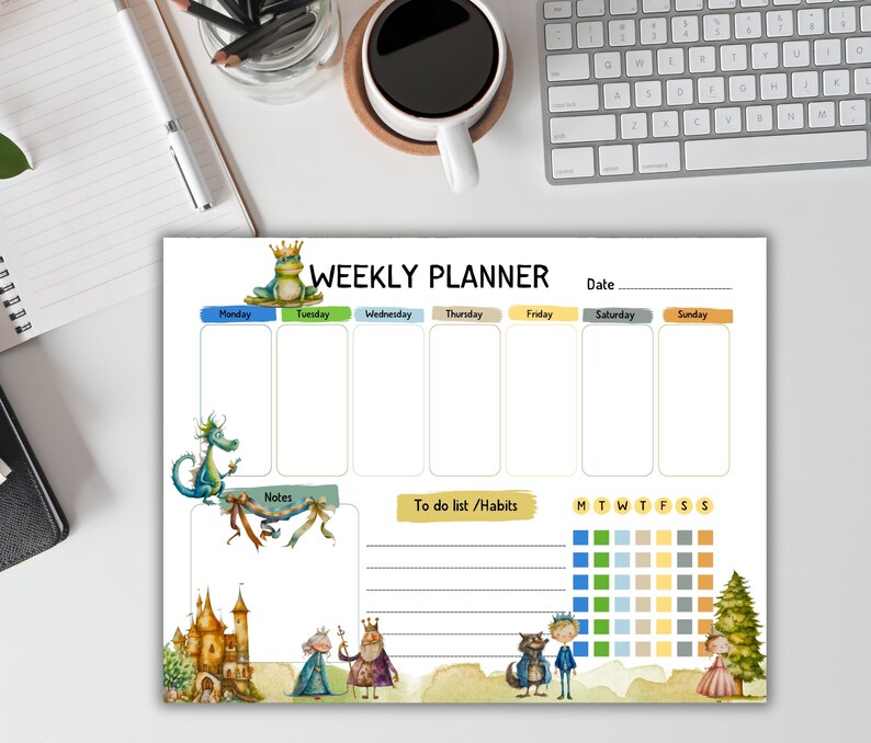 Kids Weekly Planner-editable Printable Weekly Planner-fairy Tale ...