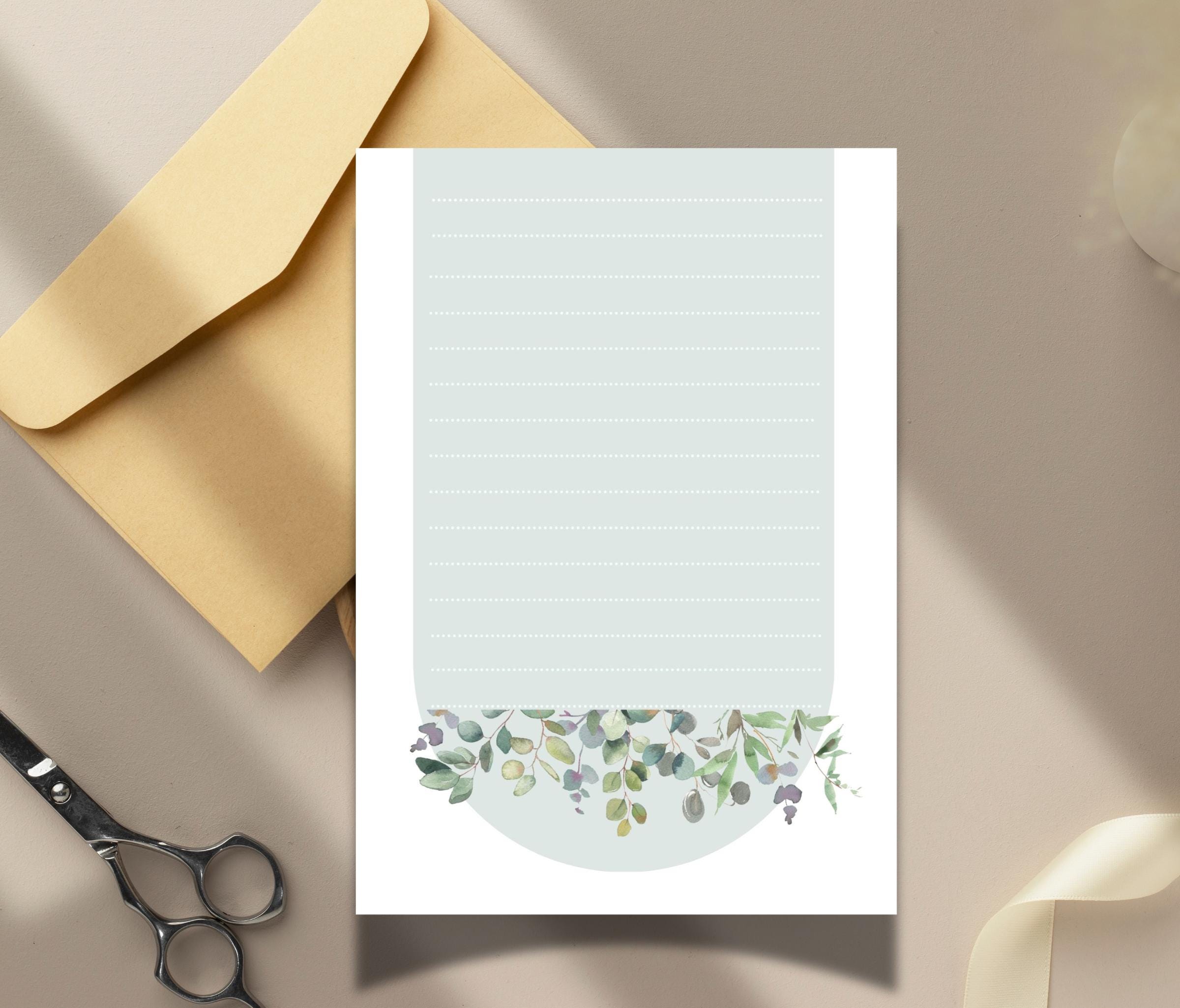 Eucalypt Printable Writing Paper-eucalypt Stationery-botanical Letter ...