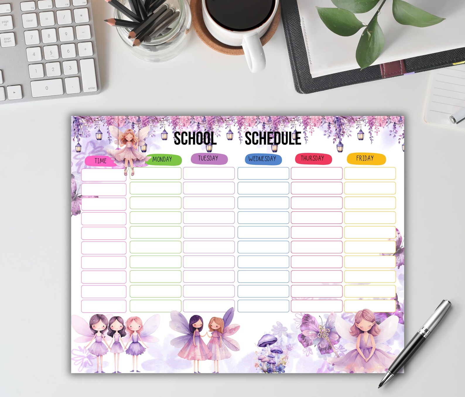 Editable Fairy School Schedule-school Planner Calendar-printable School ...