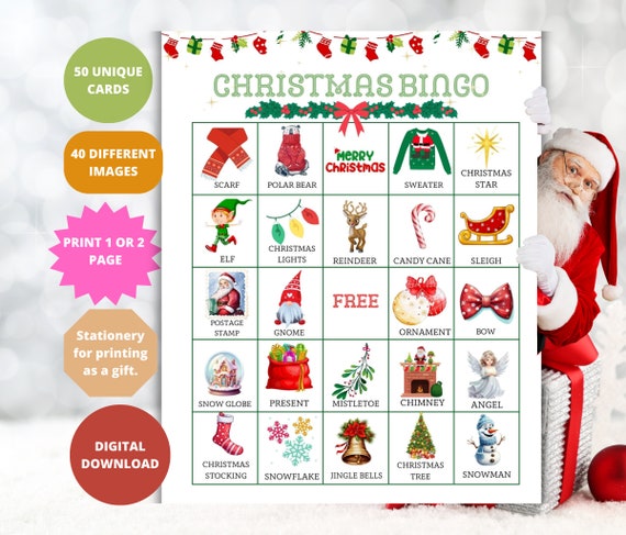 Holiday Bingo Winter Bingo Games Cards For Adults, Christmas Bingo ...