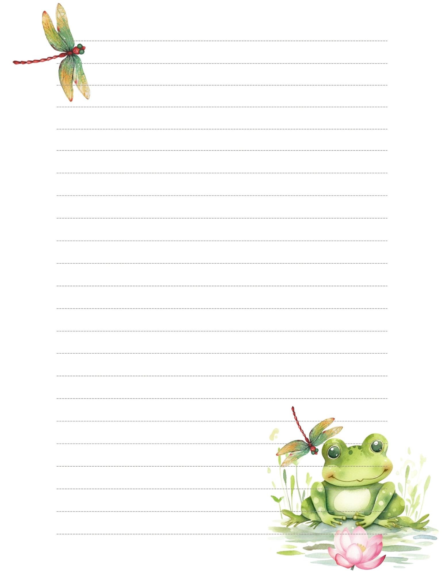 Frog Printable Stationery-frog Stationary Set-cute Animal Digital ...