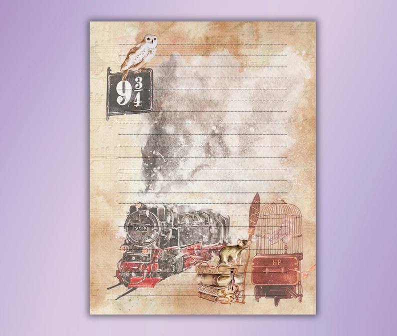 Wizard Printable Stationary/magic Owl Writing Paper Set/magic School ...