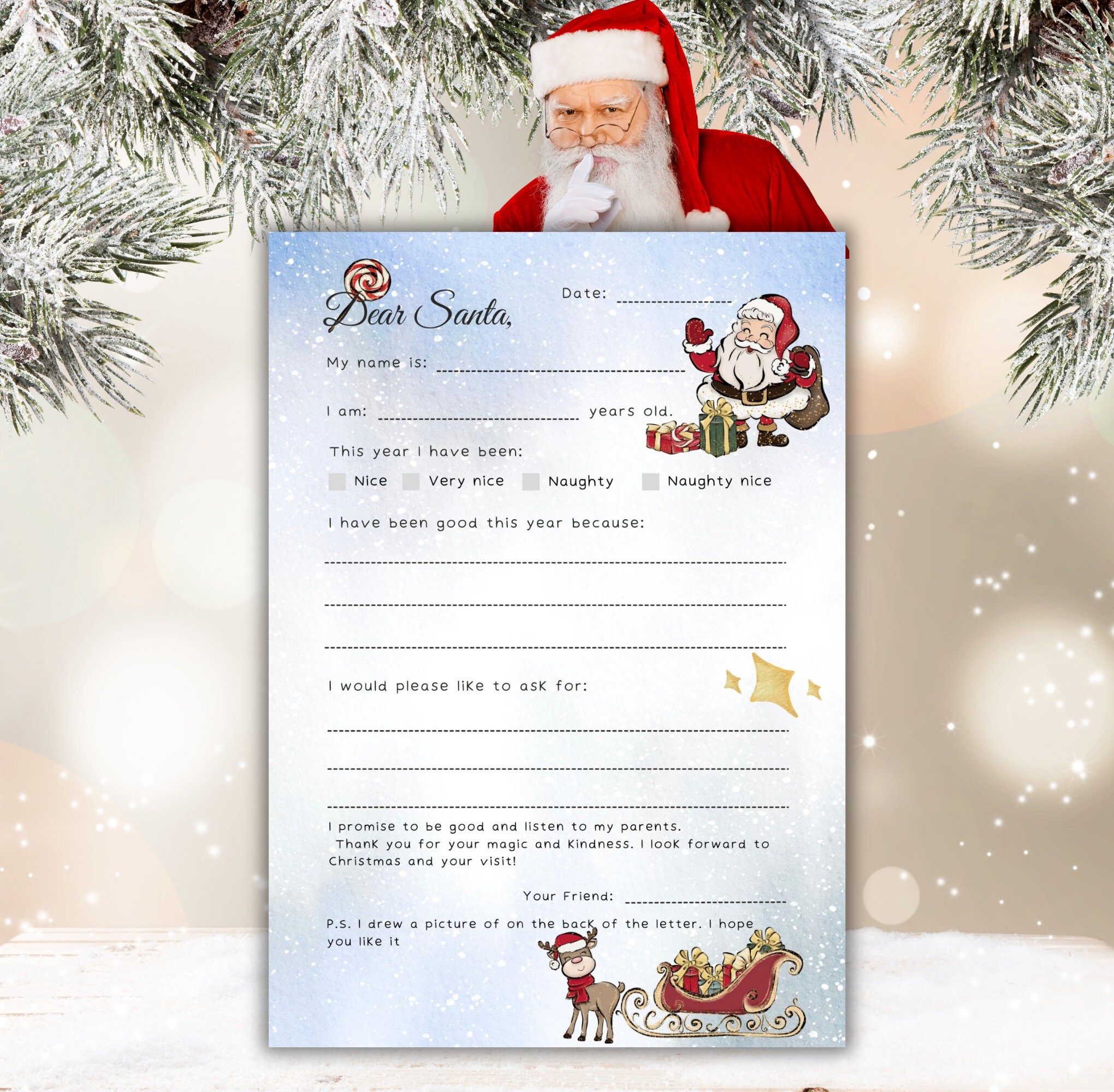 Christmas Letter Printable-letter to Santa Claus-printable Kids Letter ...