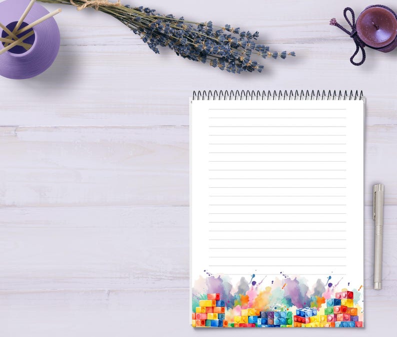 Colorful Blocks Printable Stationery-writing Paper Unlined Lined A5/A4 ...