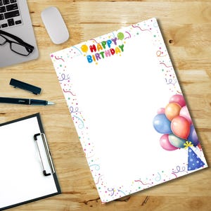 Happy Birthday Printable Stationery-birthday Writing Paper Unlined ...