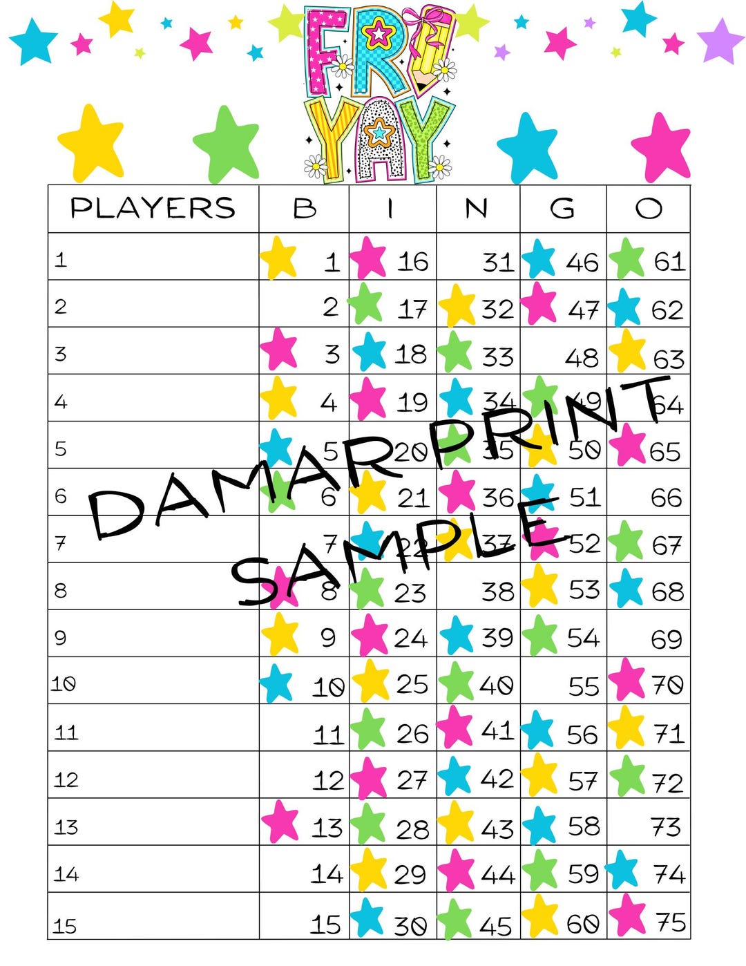 Printable Bingo Boards-instant Download -digital Bingo Boards ...