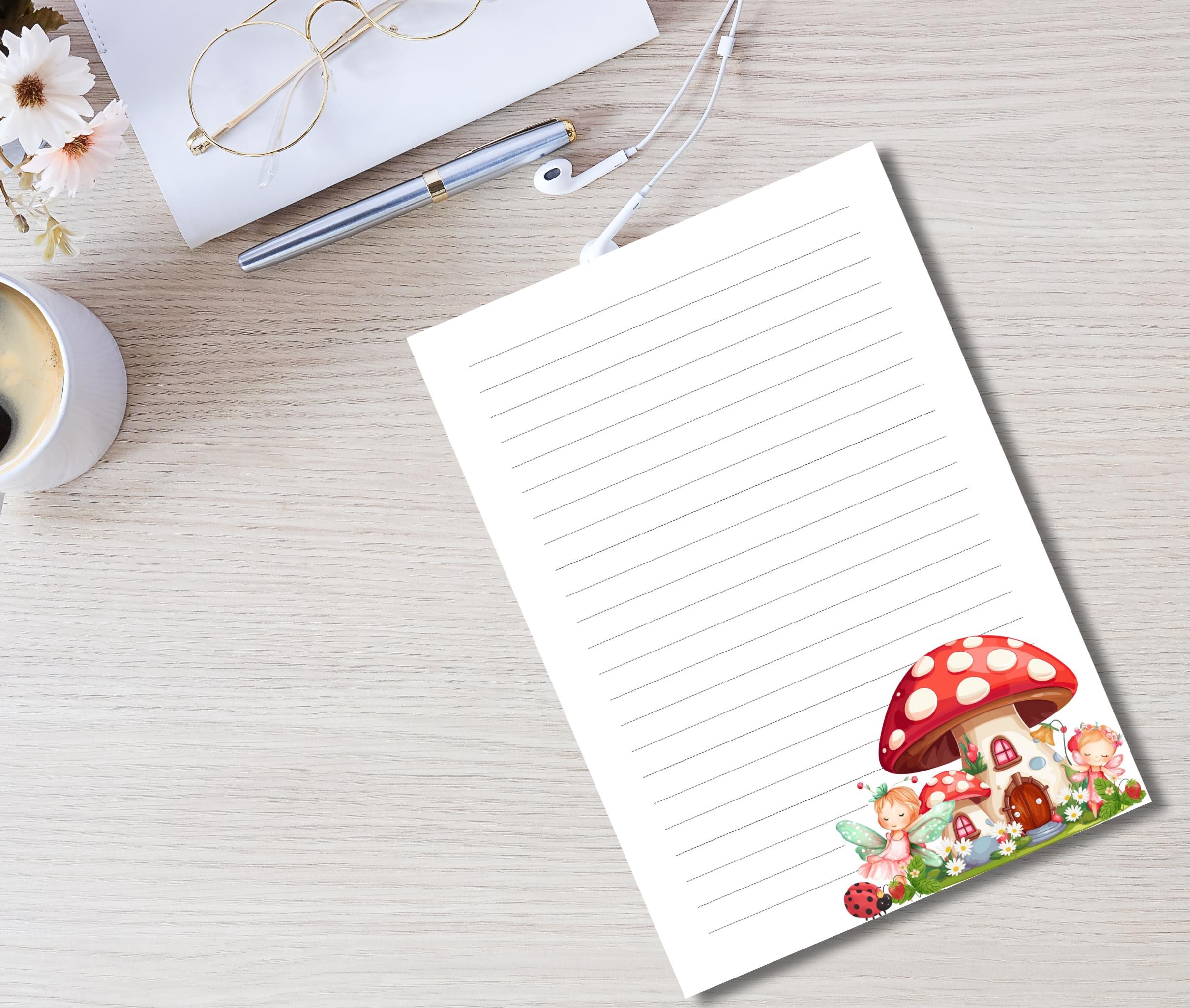 Fairies With Mushrooms Printable Stationery-fairytale Writing Paper Set ...
