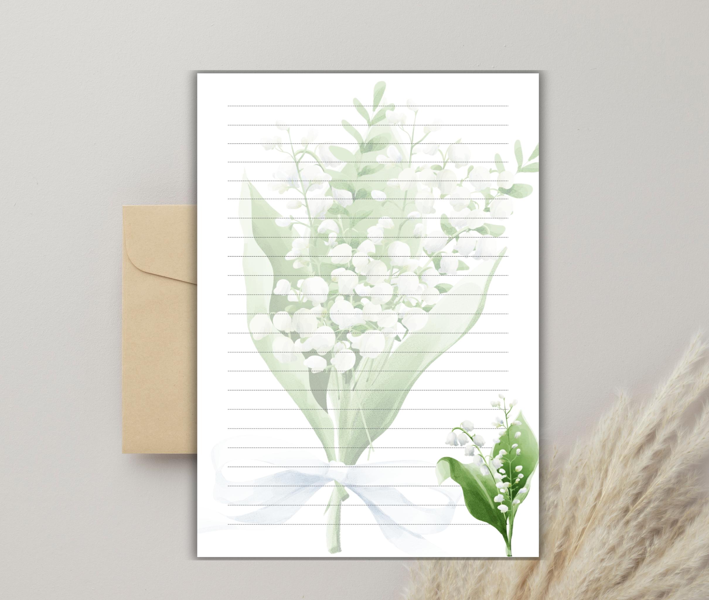 Lilies of the Valley Printable Stationery-spring Flower Writing Set A4 ...
