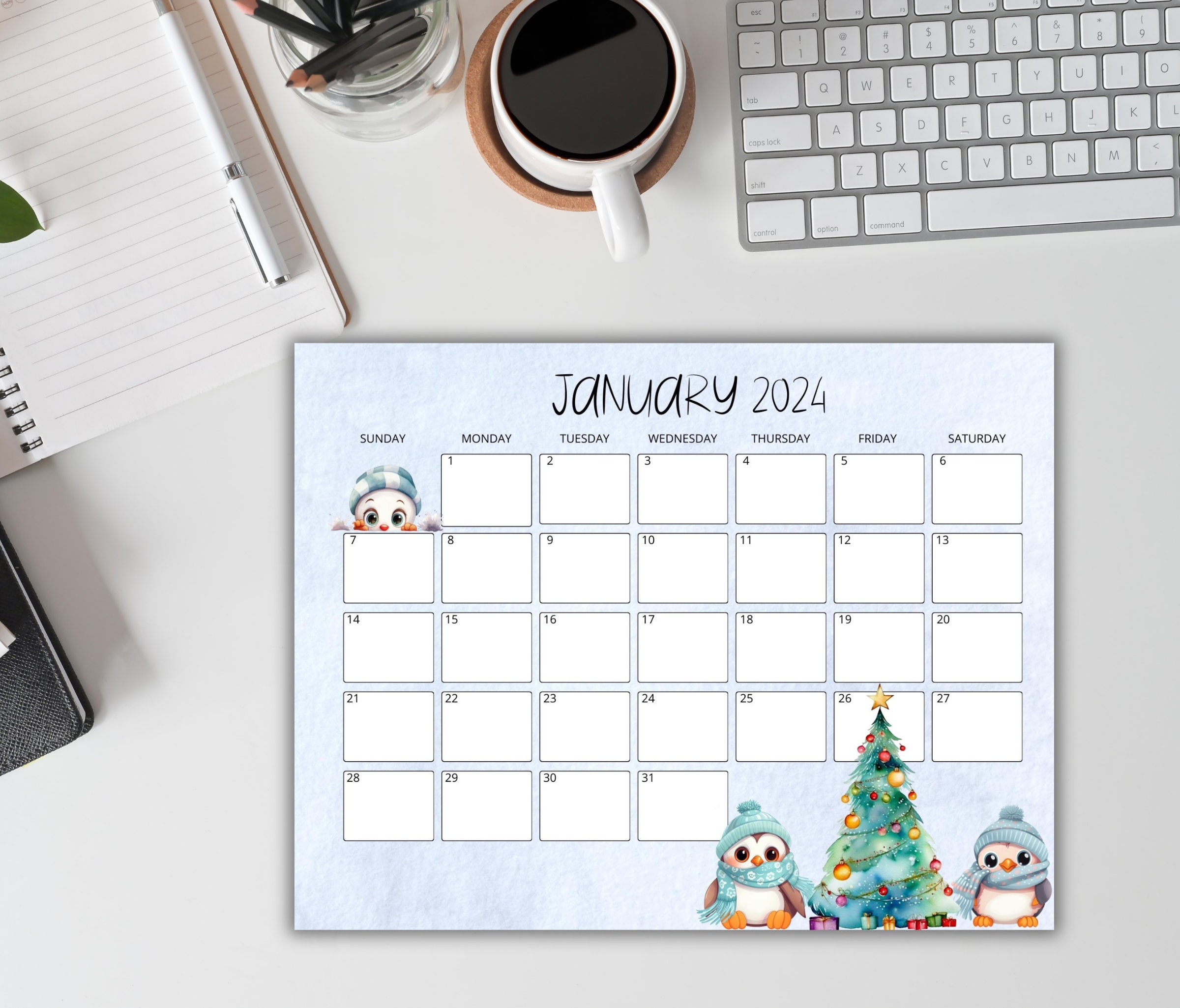Editable Printable January Calendar 2024-monthly Planner-classroom ...