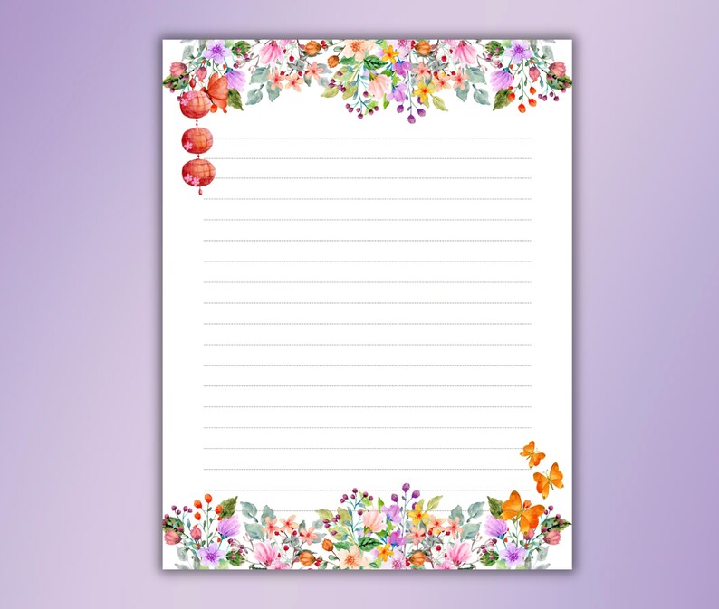 Flower Printable Stationery-floral Writing Set A4/A5/US Letter Instant ...