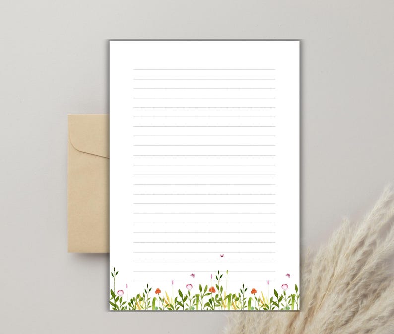 Printable Floral Stationery,digital Download,writing Paper Flower ...
