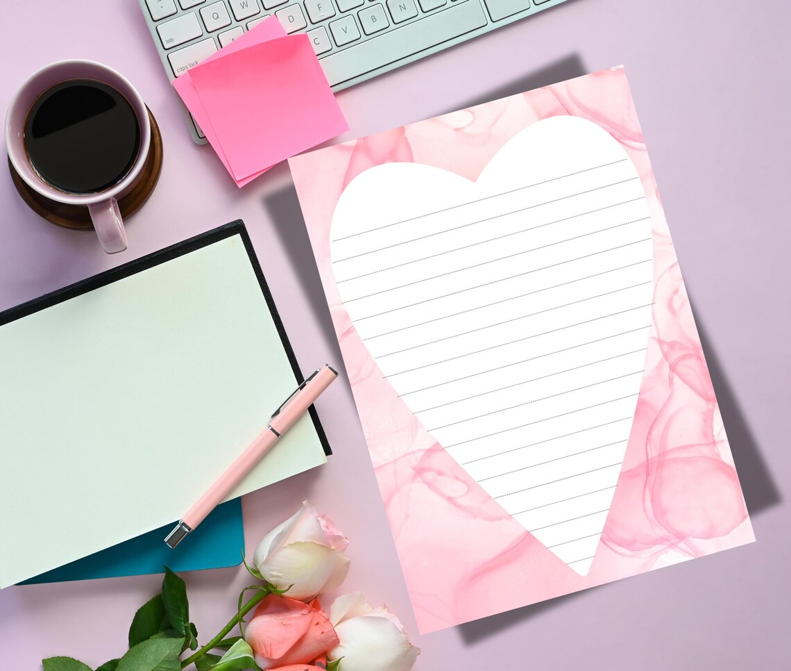 Hearts Printable Stationery-valentine's Day Printable Writing Paper ...