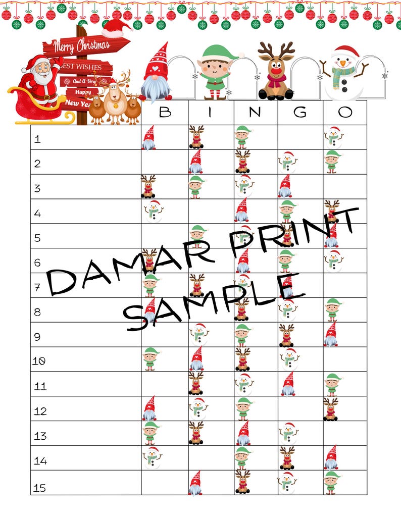 Christmas Bingo Boards - Instant Download -15 Lines -winter Printable ...