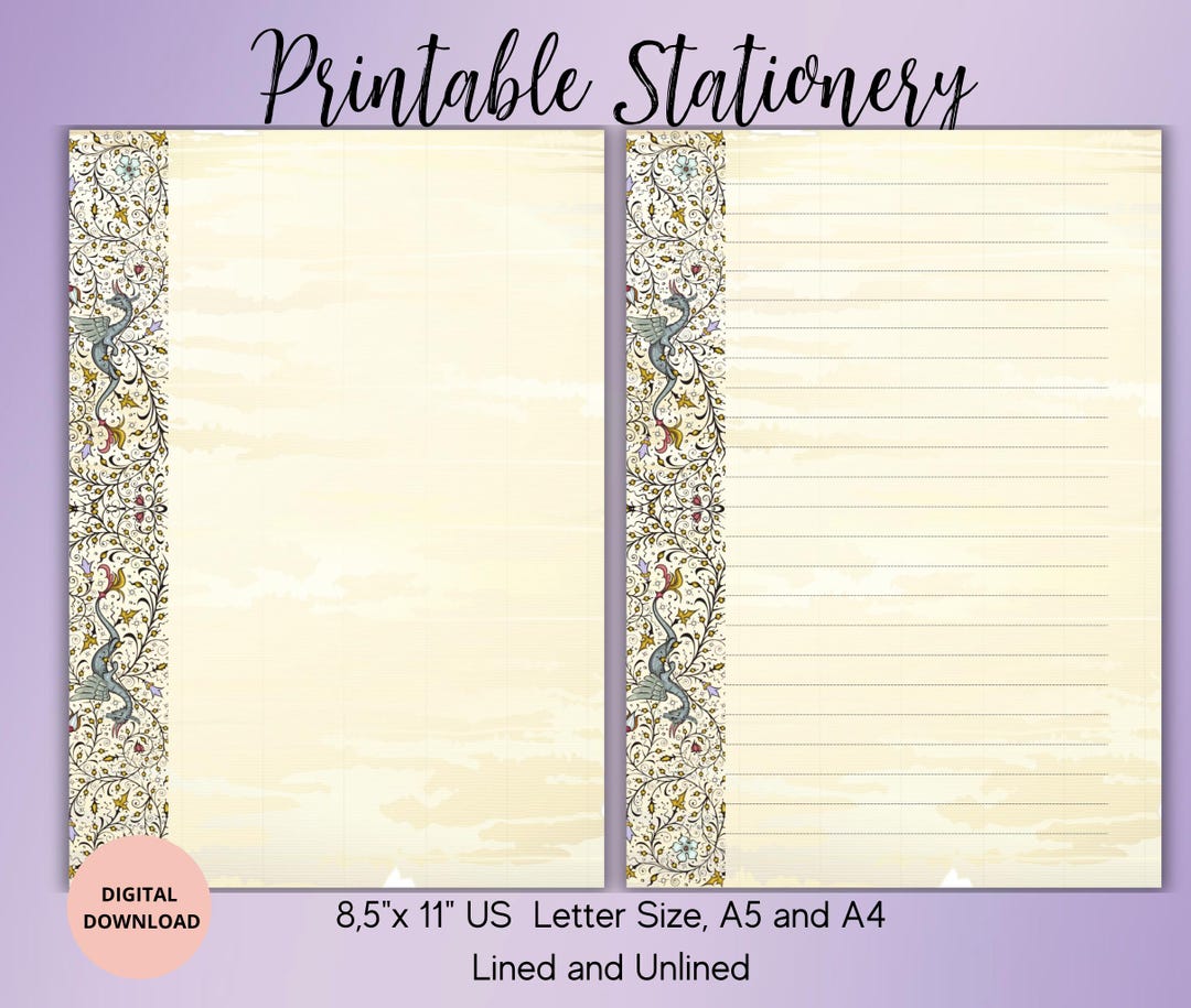 Medieval Manuscript Printable Stationery-illuminated Manuscript ...