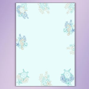 Sea Turtle Printable Stationery-marine Writing Paper Unlined Lined A5 ...