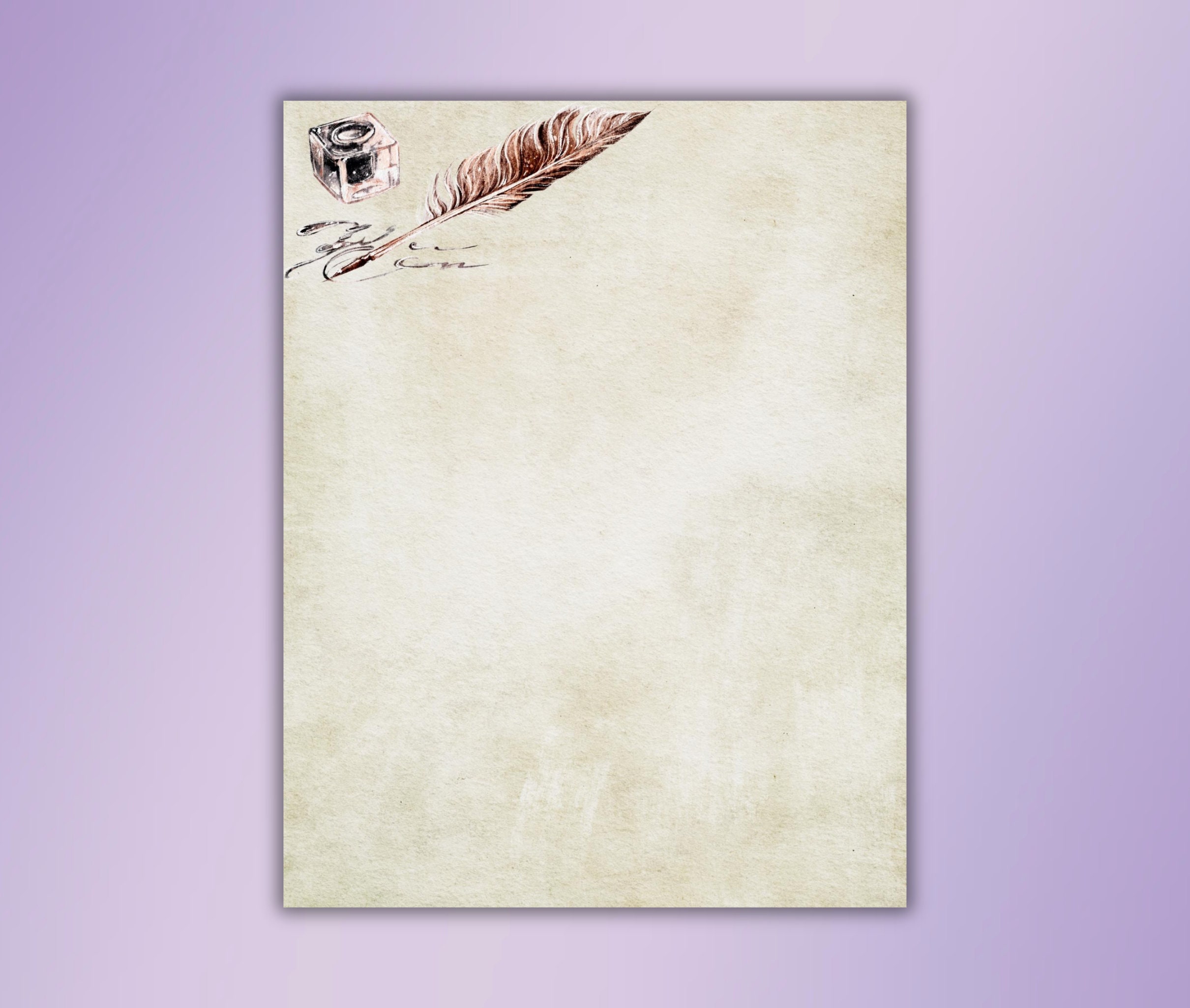 Vintage Old Paper Printable Stationerypen and Ink Pen Pal - Etsy