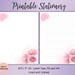 Watercolor Pink Flower Printable Stationery-hearts Love Letter Set ...