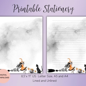 Witch Halloween Printable Stationery,cute Stationary, Pen Pal Supplies ...