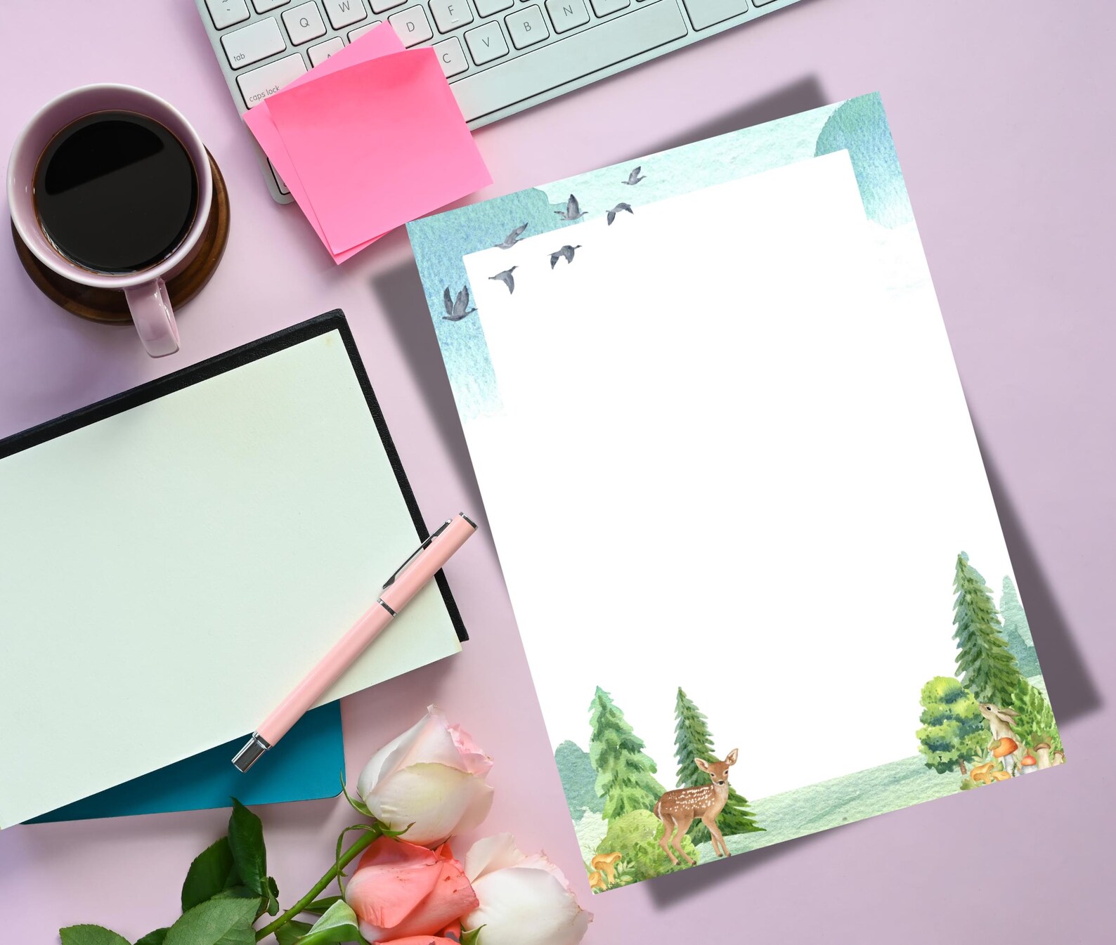 Woodland Animals Printable Stationery-forest Animal Writing Paper Lined ...