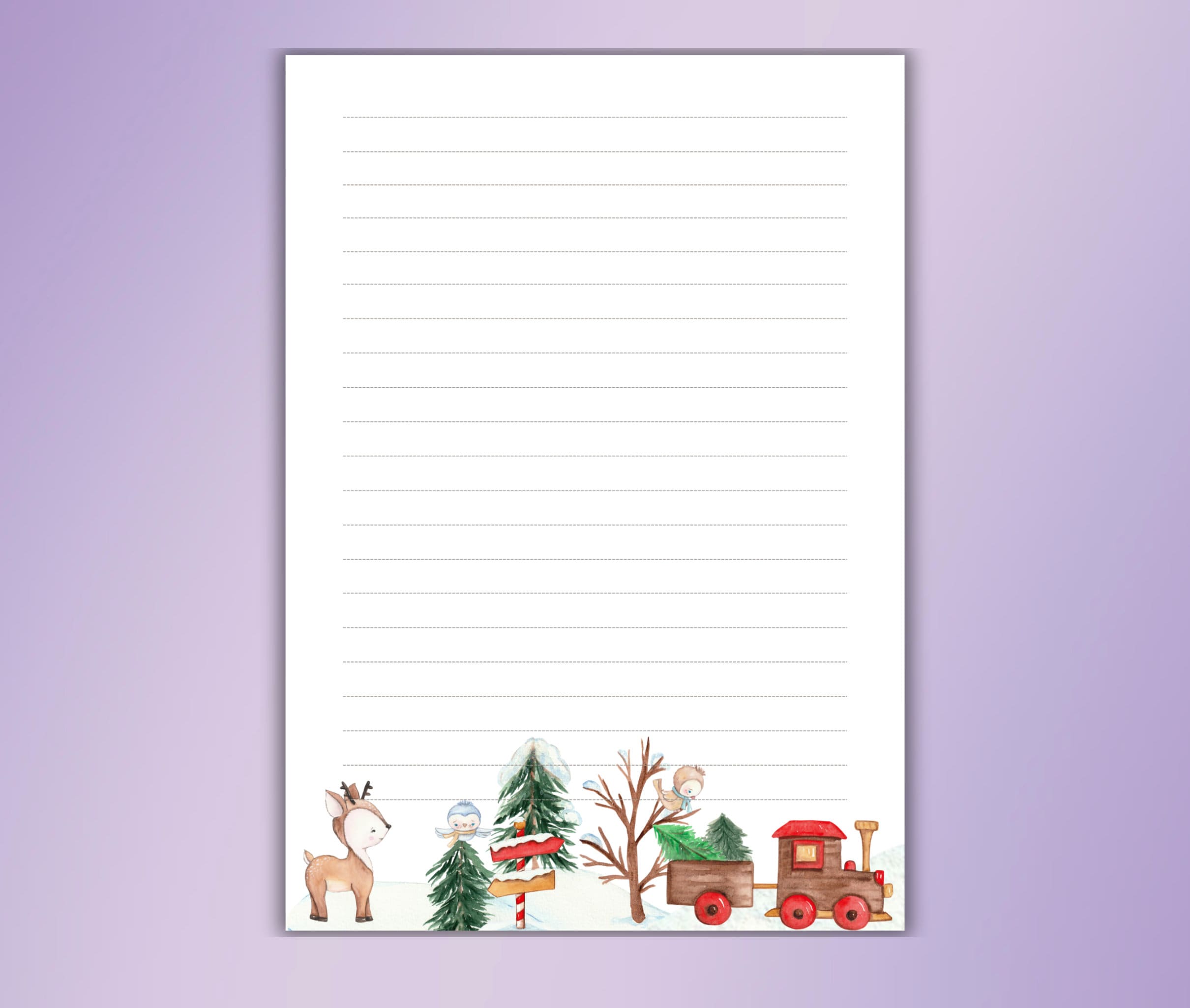Winter Animal Printable Stationery/christmas Stationary Holiday Letter ...