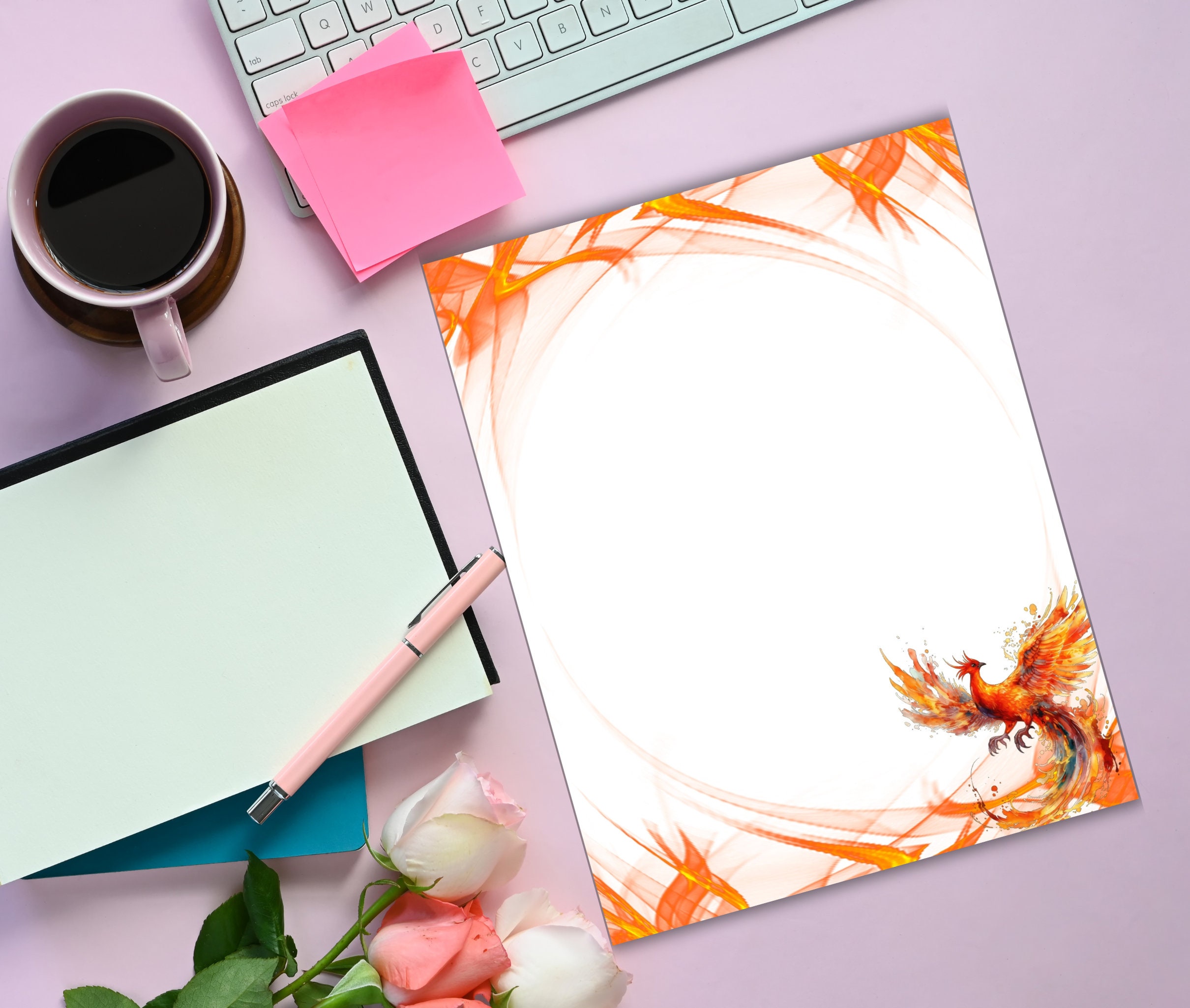 Phoenix Printable Stationery-bird Printable Stationary Sets- Digital ...