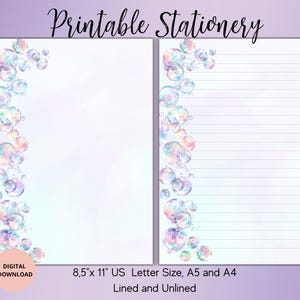 Watercolor Bubbles Printable Stationery-watercolor Writing Paper ...