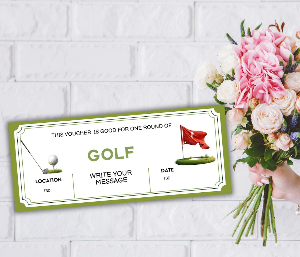 Golf Gift Voucher Certificate-editable Surprise Golf Trip Ticket ...