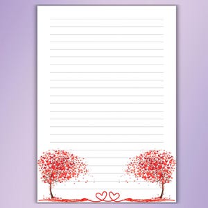 Love Tree Hearts Printable Stationery-hearts Writing Paper A4/A5/US ...