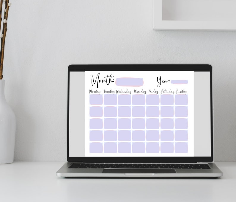 Open Calendar Landscape-blank Month Calendar-printable Editable ...