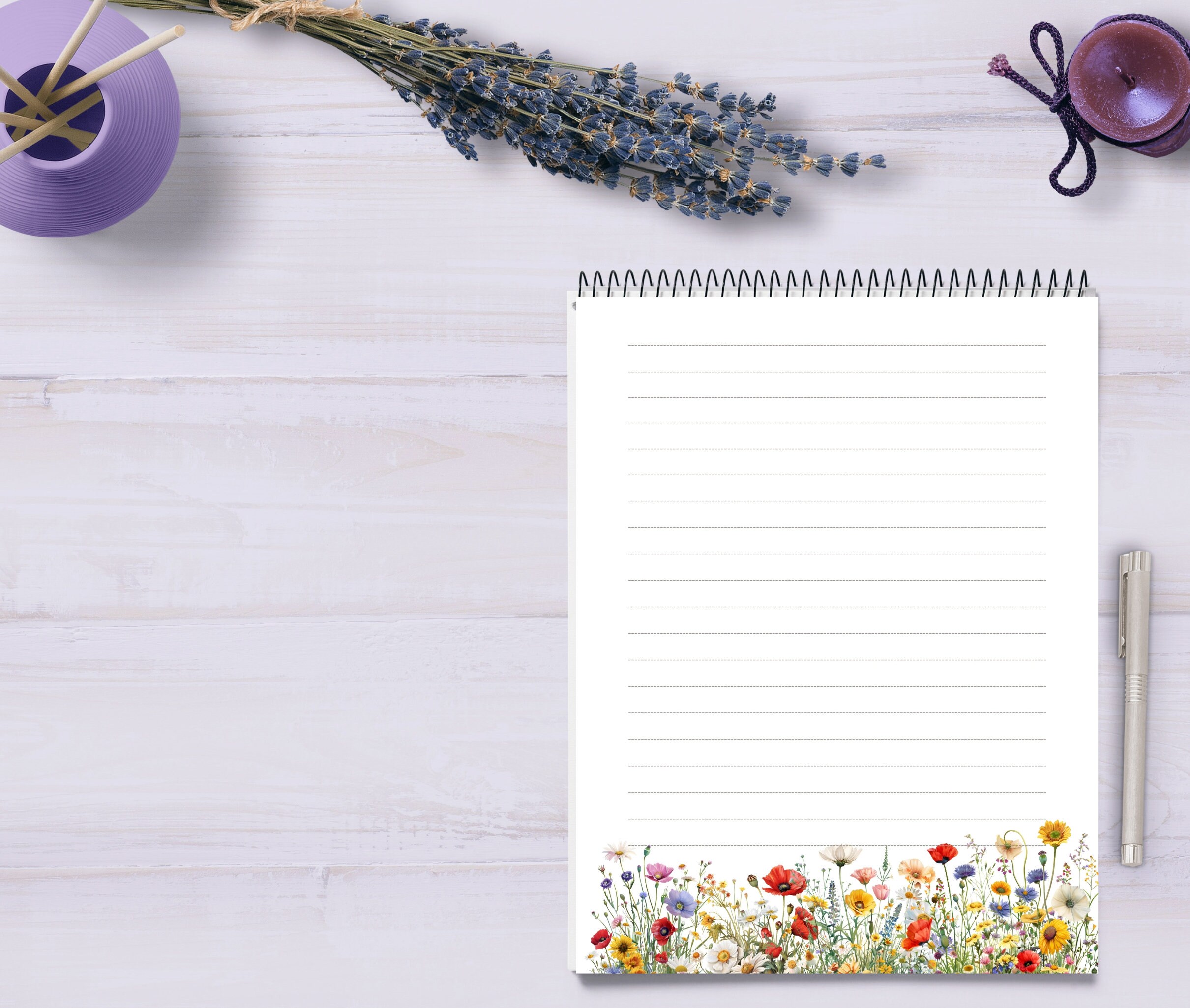 Meadow Unlined Lined Printable Stationery-field Blooms Writing Paper ...