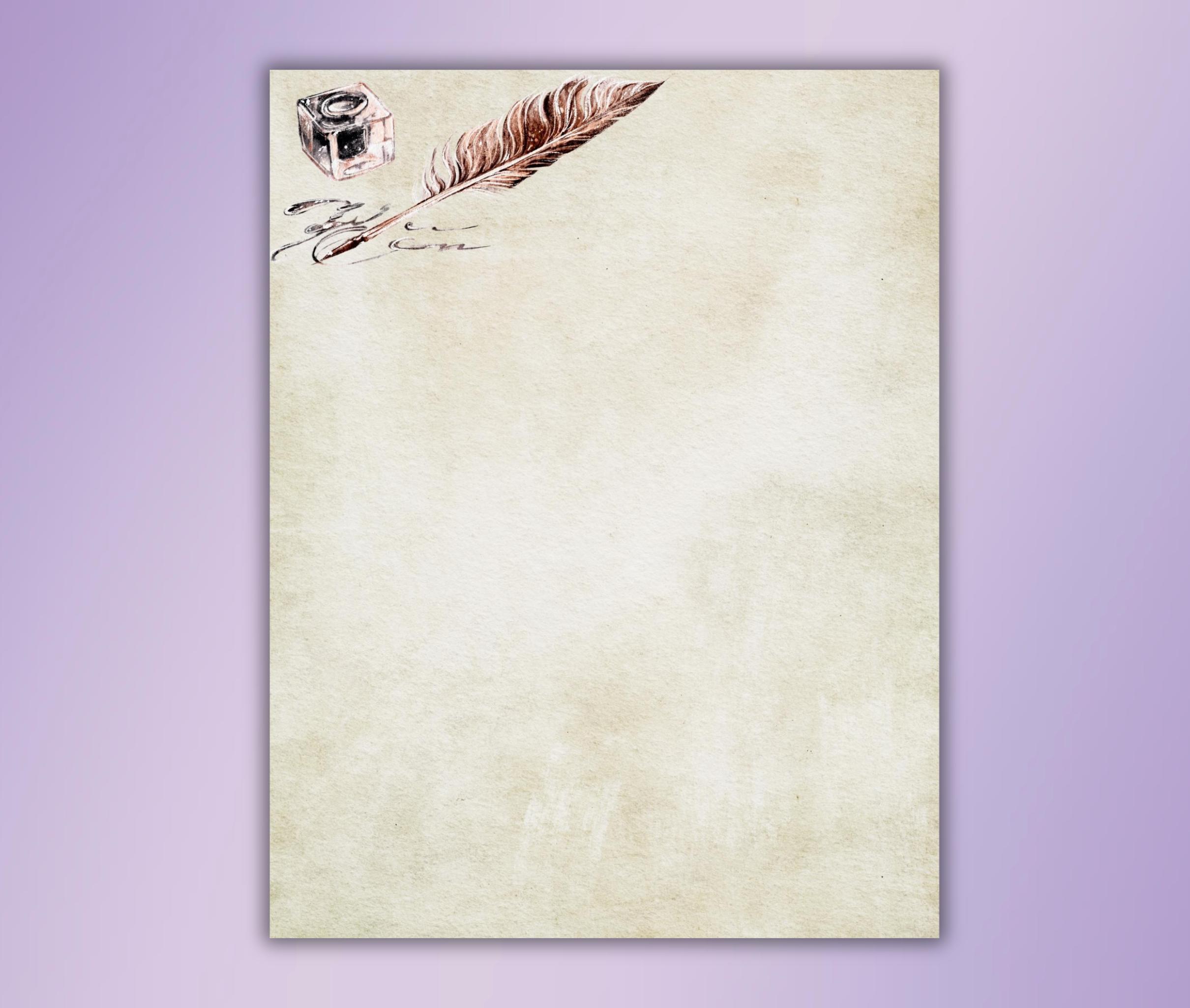 Vintage Old Paper Printable Stationery,pen and Ink, Pen Pal Supplies ...