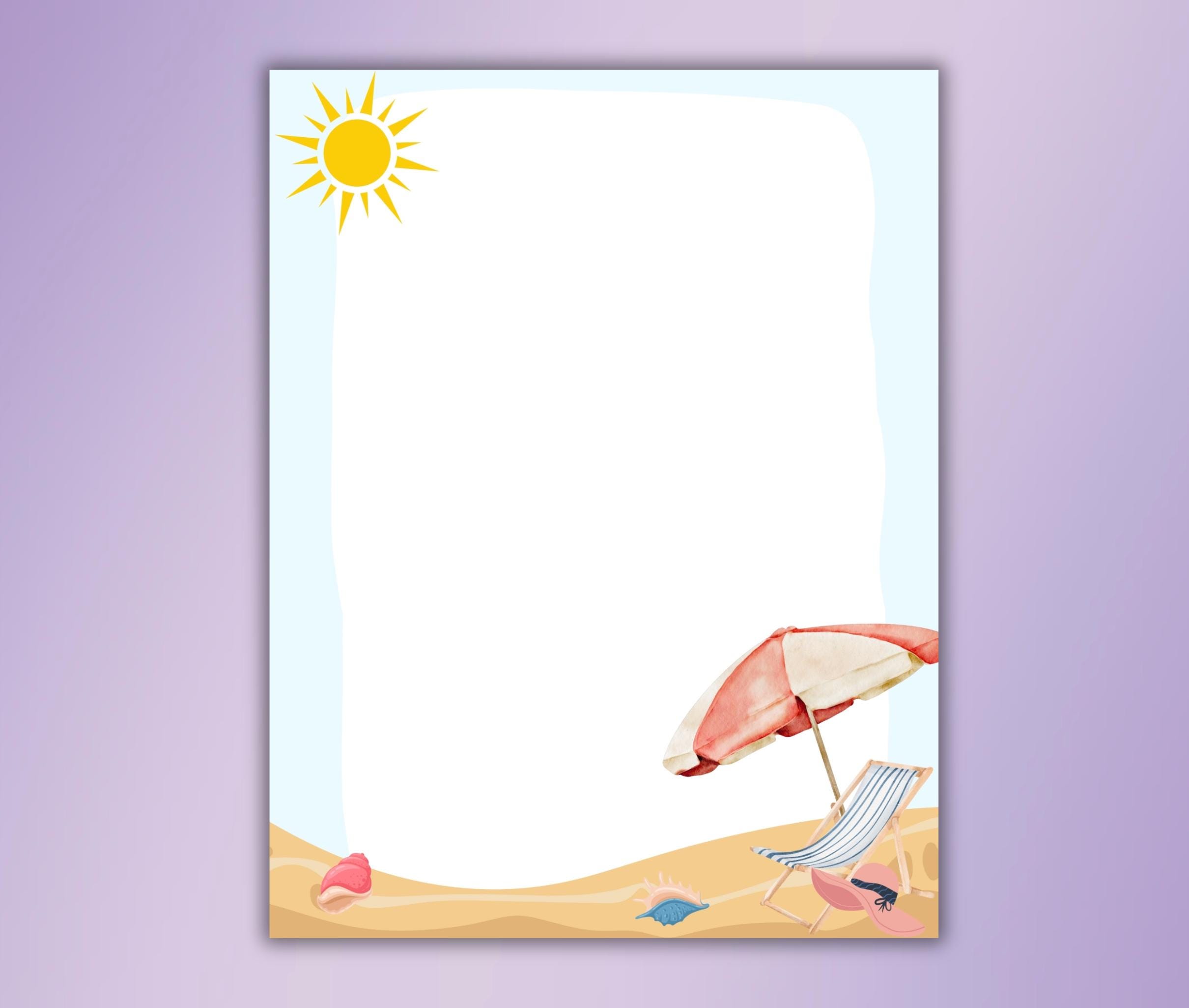 Summer Beach Printable Stationery- Beach Printable Stationary-letter ...
