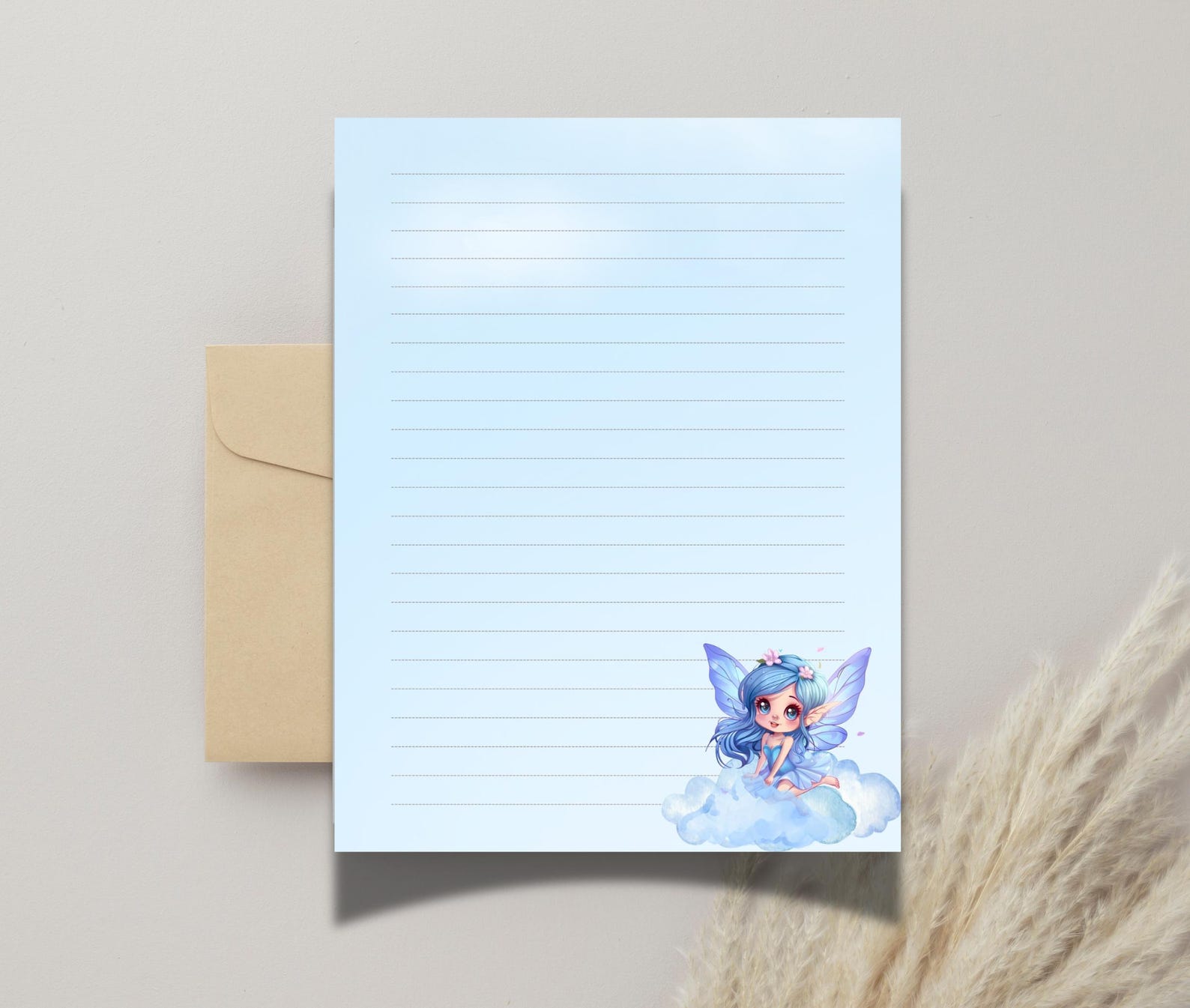 Fairy on the Cloud Writing Paper Set Lined Unlined A4/A5/US Letter ...
