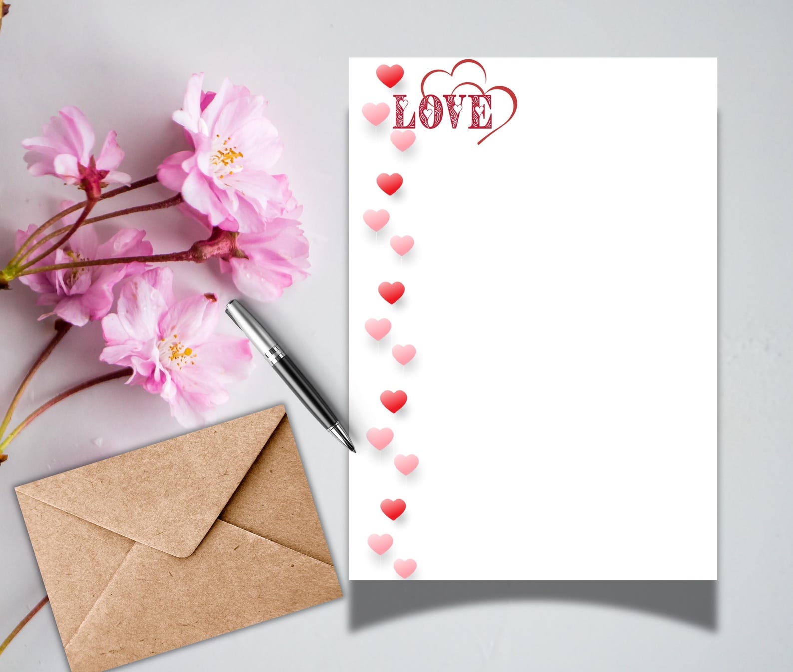 Love Printable Stationery-valentine's Day Printable Writing Paper Lined ...